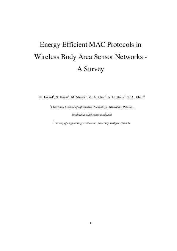 (PDF) Energy Efficient MAC Protocols in Wireless Body Area Sensor Networks-A Survey | Mustafa ...