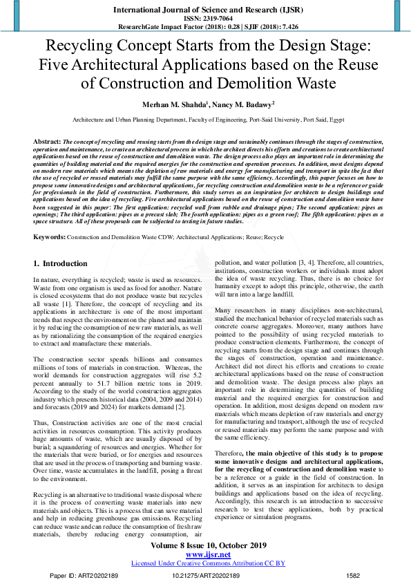 (PDF) Recycling Concept Starts from the Design Stage: Five ...