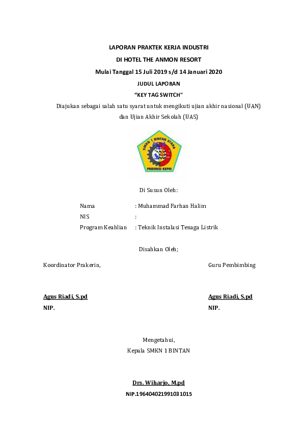 (DOC) LAPORAN PRAKTEK KERJA INDUSTRI DI HOTEL THE ANMON RESORT