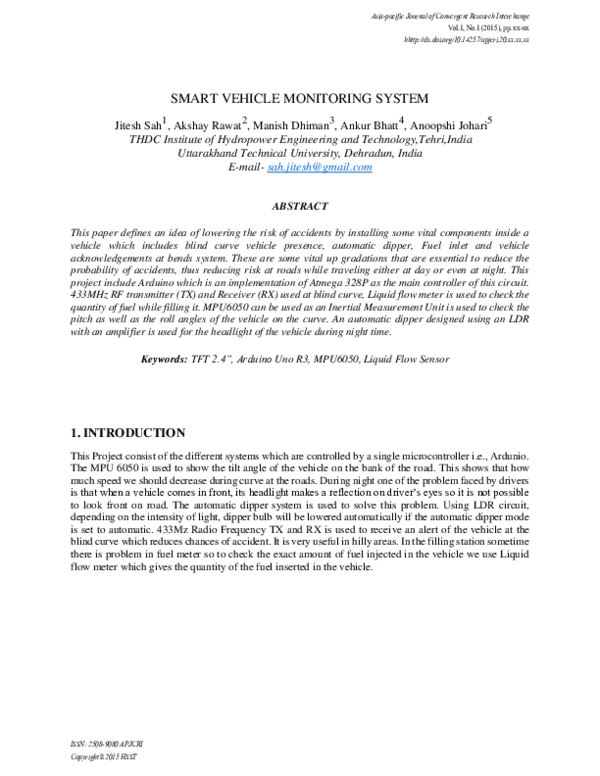 (DOC) SMART VEHICLE MONITORING SYSTEM