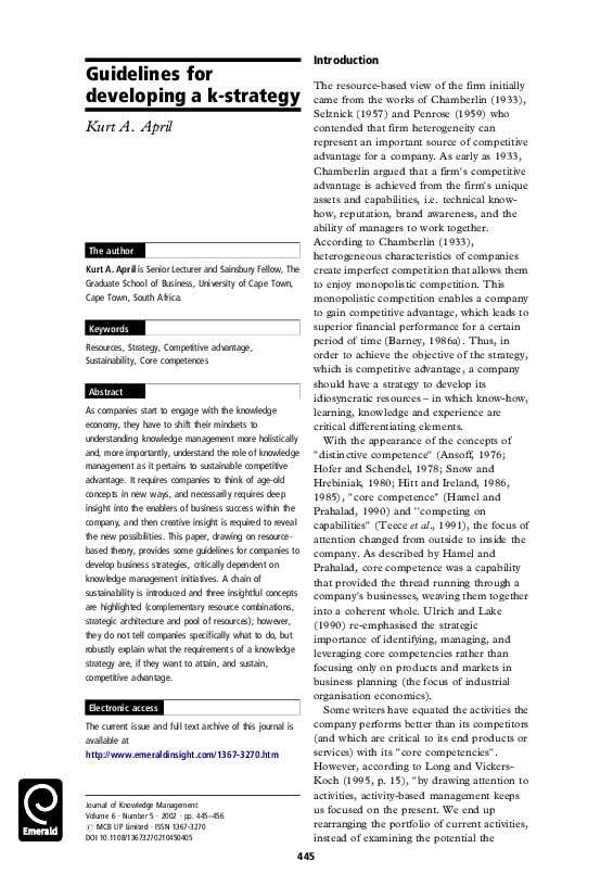 (PDF) Guidelines for Developing a K-Strategy (Knowledge Management ...