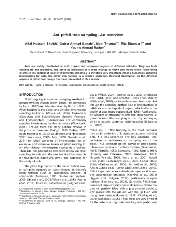(PDF) Ant pitfall trap sampling: An overview