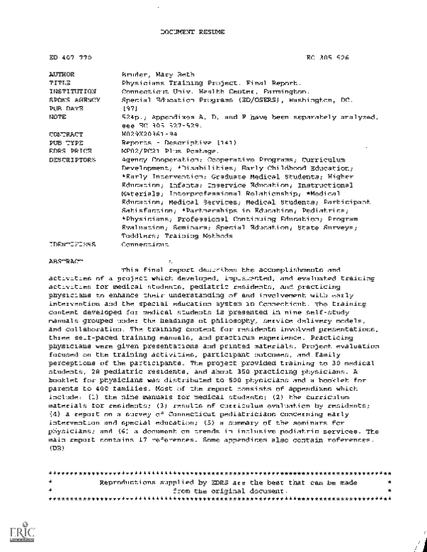 (PDF) Physicians Training Project. Final Report