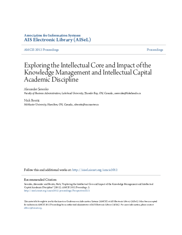 (PDF) The Core and Impact of Knowledge Management and Intellectual Capital