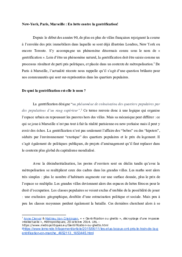 (PDF) En lutte contre la gentrification - coécrit avec Malek Cheikh