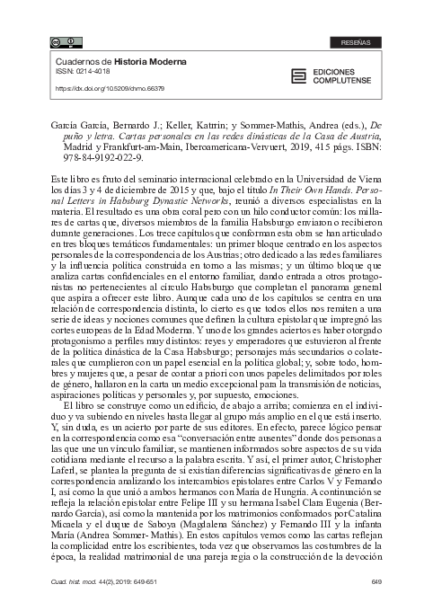 (PDF) Reseña García García, Bernardo J.; Keller, Katrrin; y Sommer ...