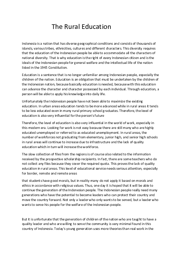 (DOC) The Rural Education