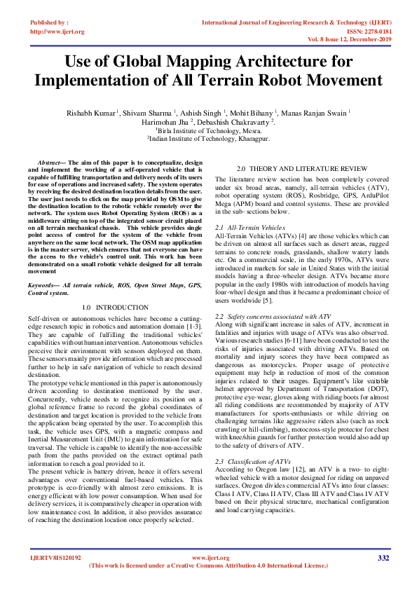 (PDF) IJERT-Use of Global Mapping Architecture for Implementation of All Terrain Robot Movement