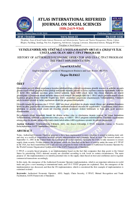 (PDF) ATLAS INTERNATIONAL REFEREED JOURNAL ON SOCIAL SCIENCES