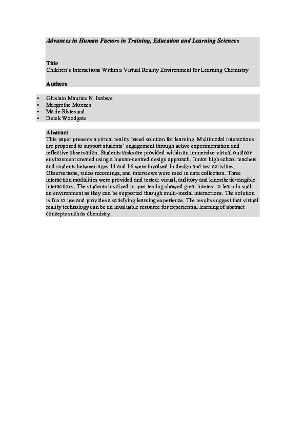 (PDF) Advances in Human Factors in Training, Education and Learning ...