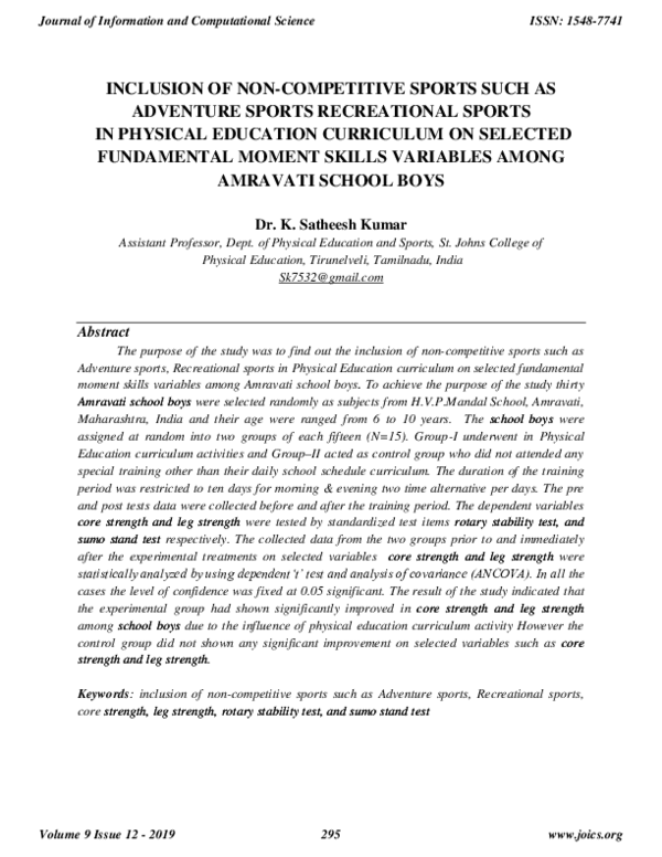 (PDF) INCLUSION OF NON-COMPETITIVE SPORTS SUCH AS ADVENTURE SPORTS ...