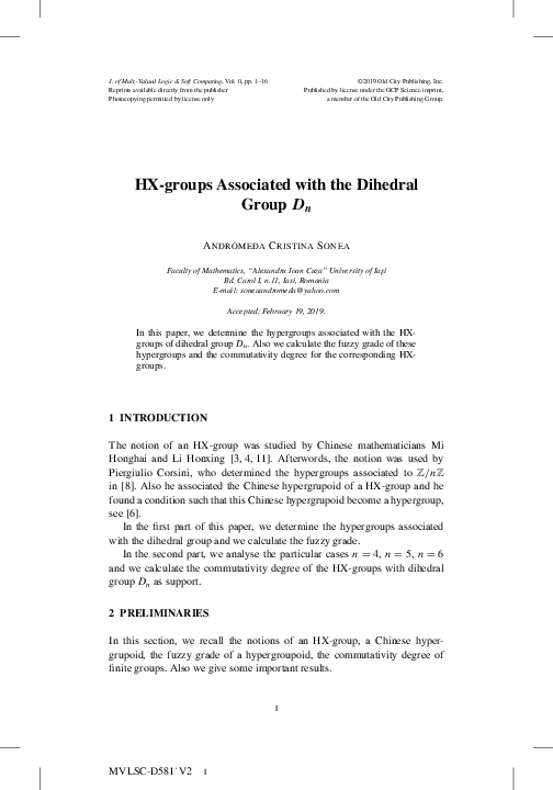 (PDF) HX-groups Associated with the Dihedral Group D n