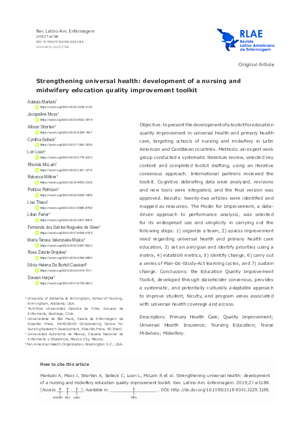 (PDF) Strengthening universal health: development of a nursing and ...