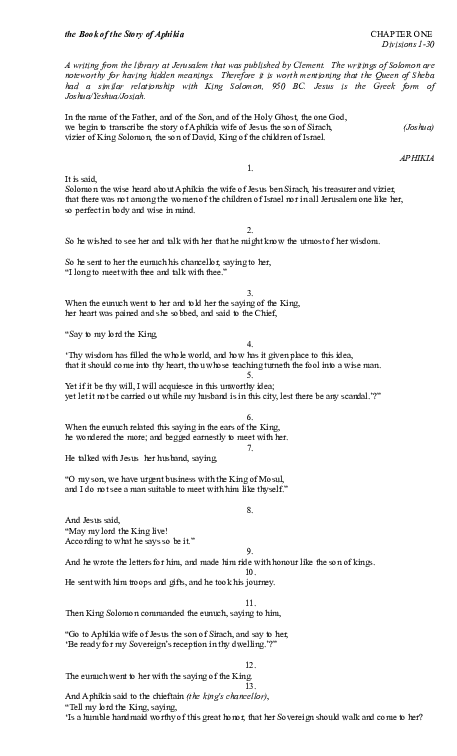 (DOC) the Book of Aphikia, the wife of Sirach, the scribe of Solomon