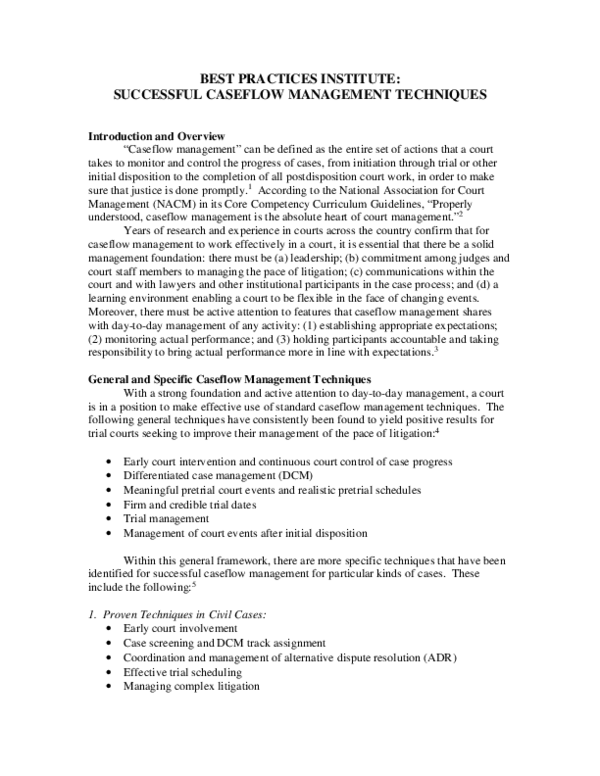 (PDF) BEST PRACTICES INSTITUTE: SUCCESSFUL CASEFLOW MANAGEMENT TECHNIQUES