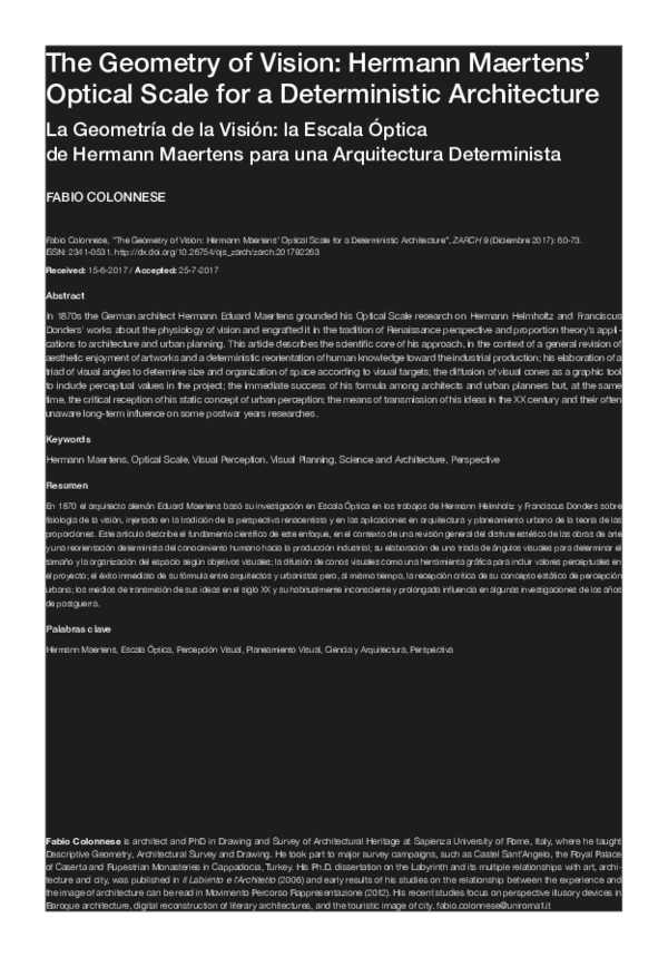 (PDF) 2017. The Geometry of Vision: Hermann Maertens' Optical Scale for ...