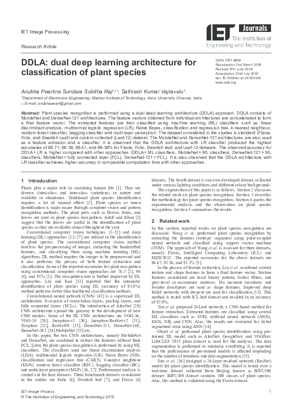 (PDF) Anubha Pearline DDLA dual deep learning architecture for classification of plant species