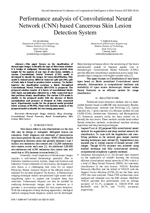 Pdf Performance Analysis Of Convolutional Neural Network Cnn Based