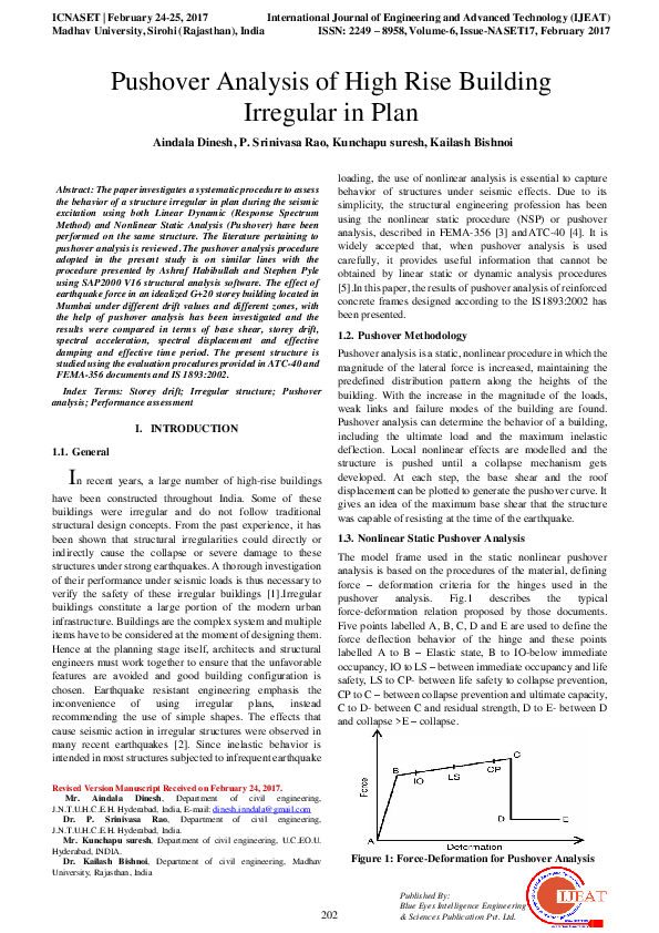 (PDF) Pushover Analysis of High Rise Building Irregular in Plan