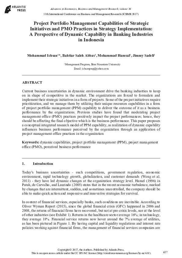 (PDF) Project Portfolio Management Capabilities of Strategic Initiatives and PMO Practices in ...