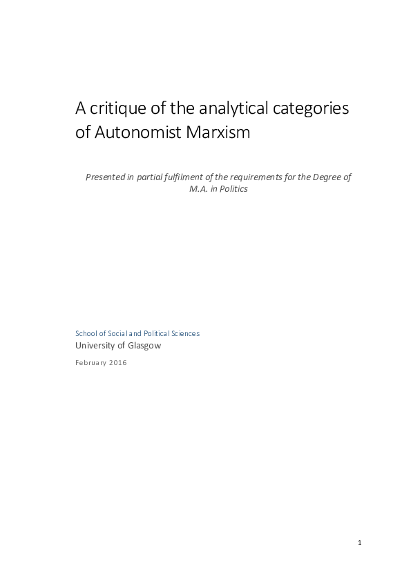 (PDF) Critique of the analytical categories of Autonomist Marxism ...