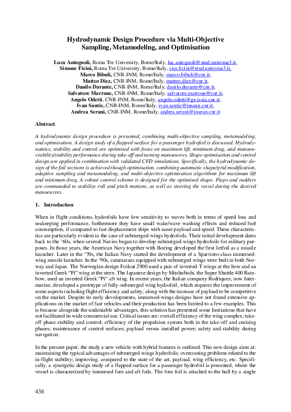 Pdf Hydrodynamic Design Procedure Via Multi Objective Sampling
