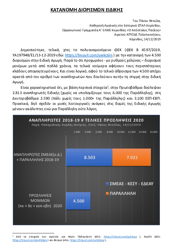 (PDF) ΚΑΤΑΝΟΜΗ ΔΙΟΡΙΣΜΩΝ ΕΙΔΙΚΗΣ