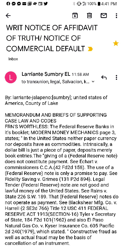 (PDF) WRIT NOTICE OF AFFIDAVIT OF TRUTH/ NOTICE OF COMMERCIAL DEFAULT ...