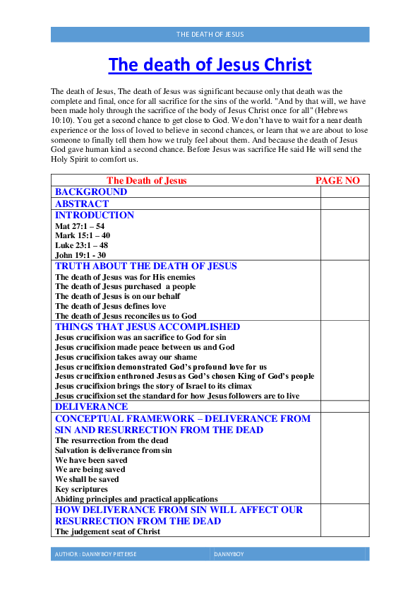 (PDF) The death of Jesus Christ