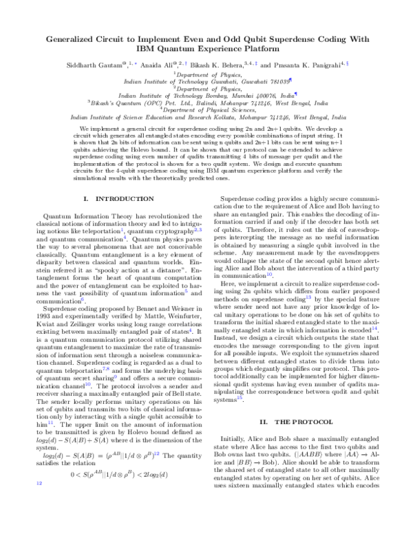 (PDF) Quantum Superdense Coding (PDF) Quantum Superdense Coding
