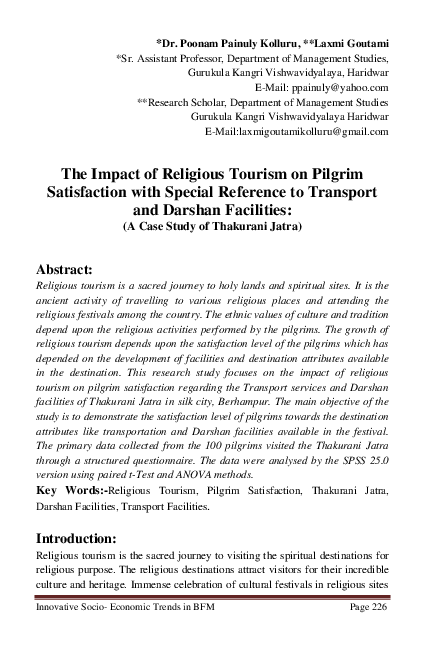 (PDF) The Increasing Significance of Religious Tourism: A Case from ...