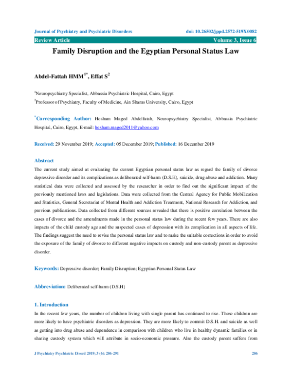 (PDF) Family Disruption and the Egyptian Personal Status Law