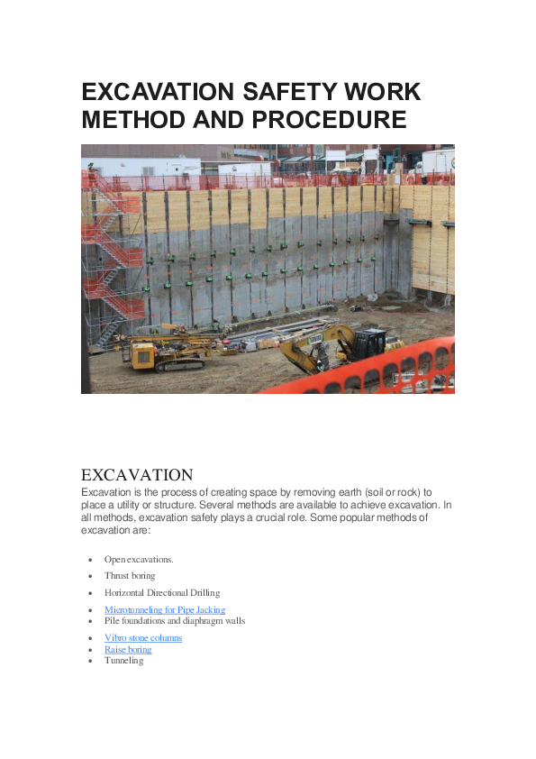 (DOC) EXCAVATION SAFETY WORK METHOD AND PROCEDURE EXCAVATION