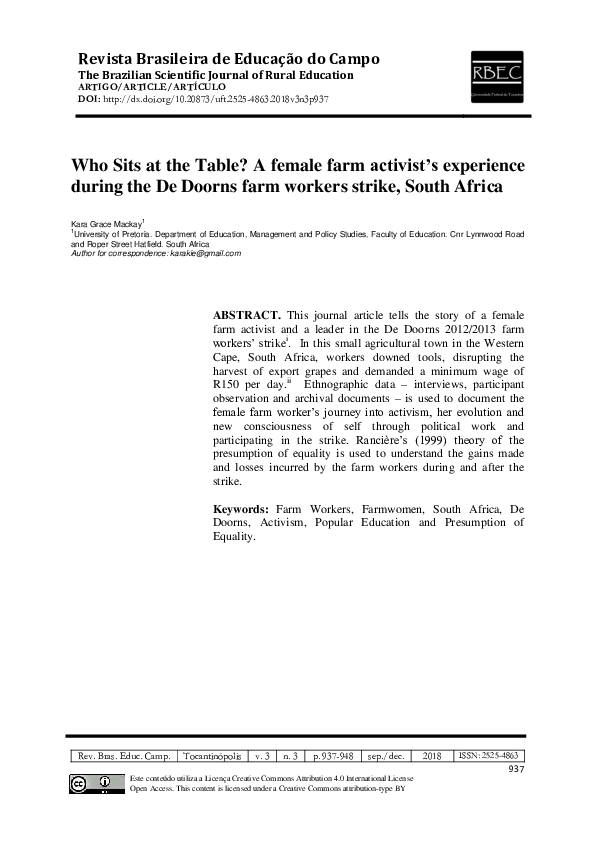 (PDF) Who Sits at the Table? A female farm activist’s experience during ...