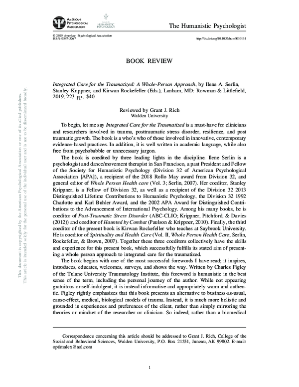 (PDF) Review of Integrated Care for the Traumatized: A Whole-Person ...