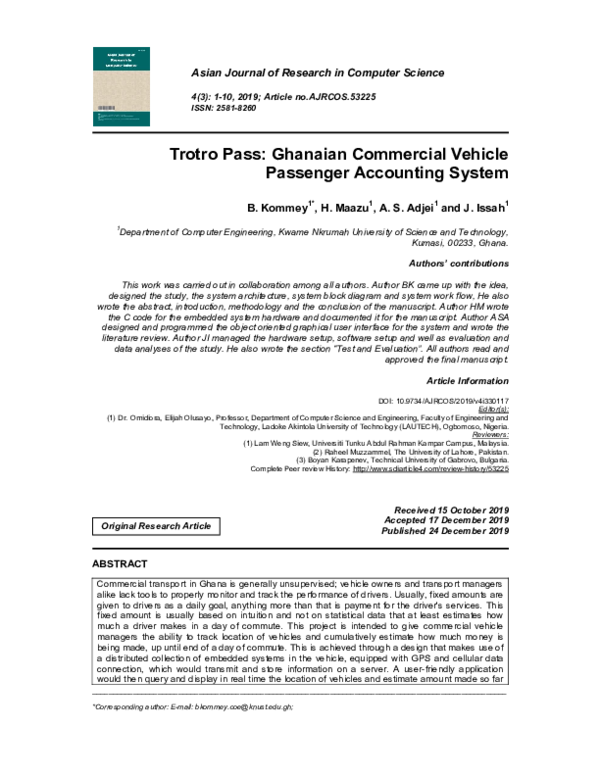 (PDF) Trotro Pass: Ghanaian Commercial Vehicle Passenger Accounting System