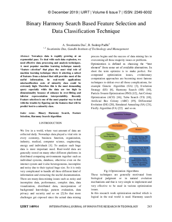 (PDF) Binary Harmony Search Based Feature Selection and Data Classification Technique