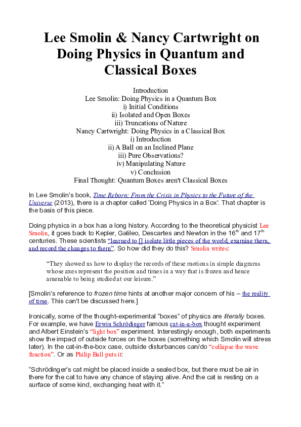 (DOC) Lee Smolin & Nancy Cartwright on Doing Physics in Quantum and ...