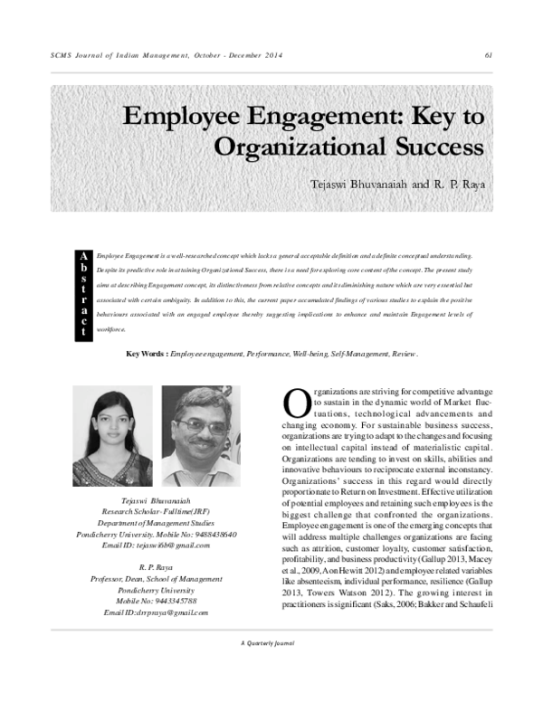 (PDF) Employee Engagement: Key to Organizational Success