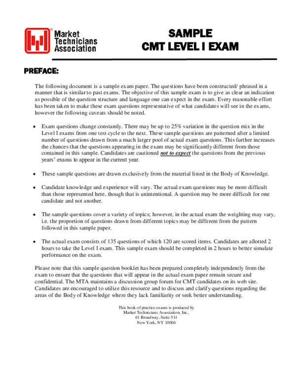 (PDF) SAMPLE CMT LEVEL I EXAM PREFACE