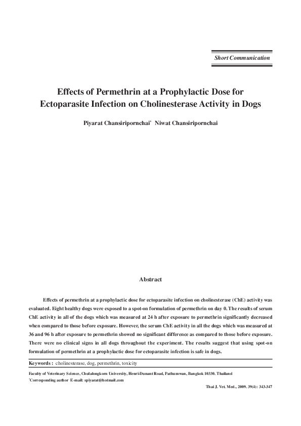 (PDF) Effects of Permethrin at a Prophylactic Dose for Ectoparasite ...