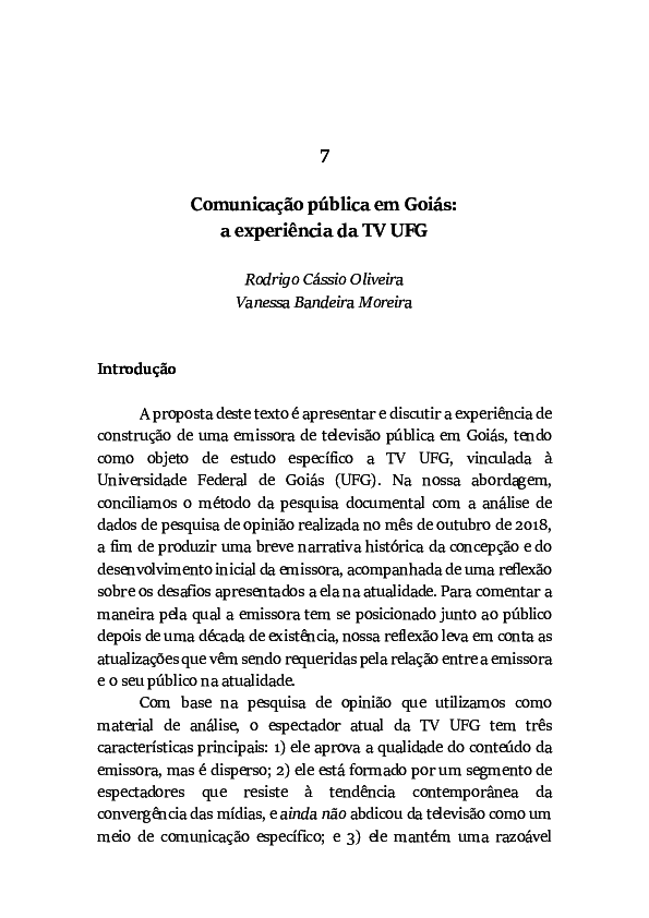 (PDF) Comunicação pública em Goiás: a experiência da TV UFG