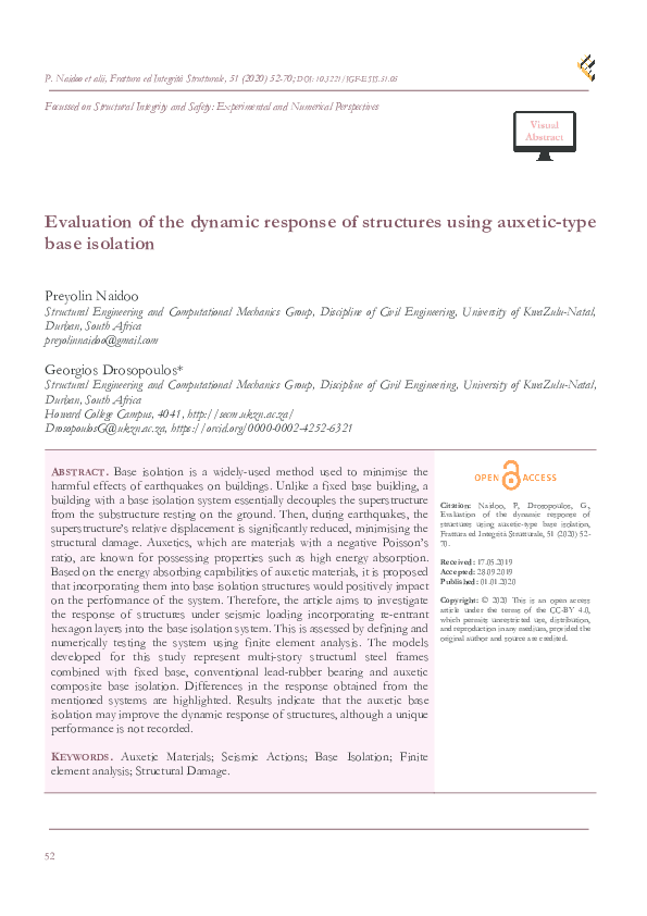 (PDF) Evaluation of the dynamic response of structures using auxetic ...
