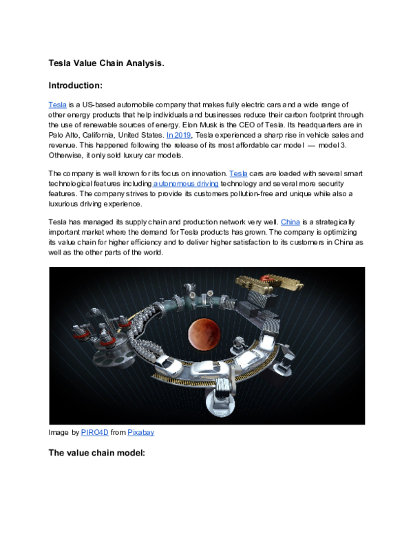 (PDF) Tesla Value Chain Analysis.