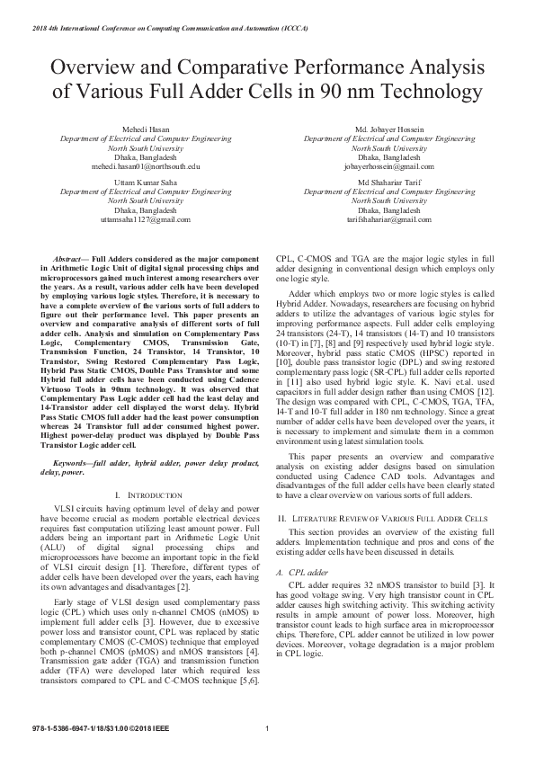 Pdf Overview And Comparative Performance Analysis Of Various Full