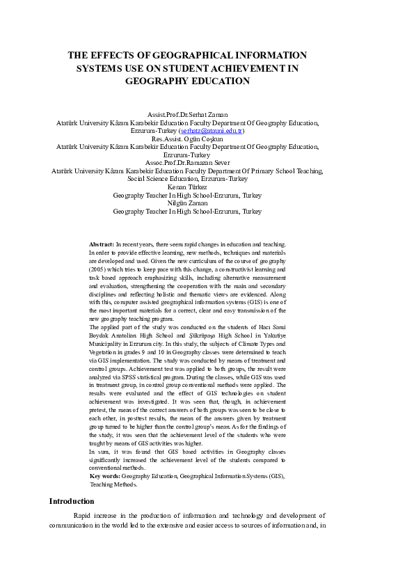 (DOC) THE EFFECTS OF GEOGRAPHICAL INFORMATION SYSTEMS USE ON STUDENT ...