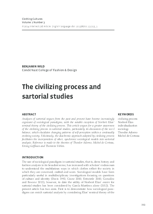 (PDF) The civilizing process and sartorial studies