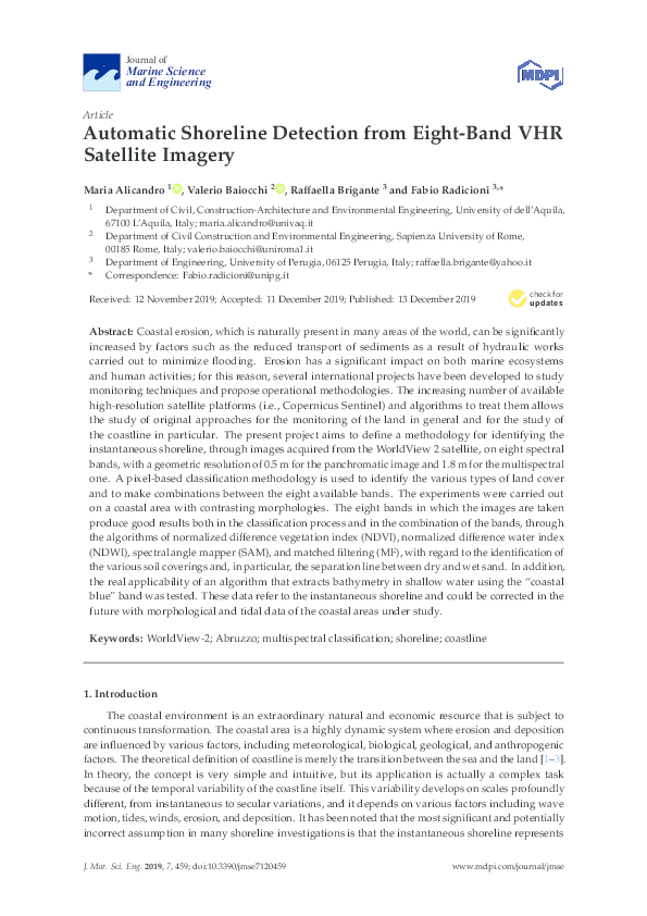 (PDF) Automatic Shoreline Detection from Eight-Band VHR Satellite Imagery
