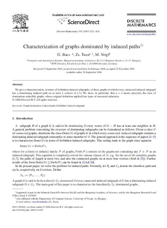 (PDF) Characterization of graphs dominated by induced paths