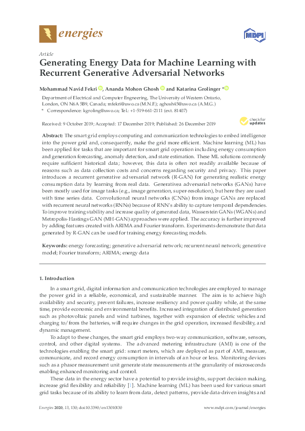 (PDF) Generating Energy Data for Machine Learning with Recurrent Generative Adversarial Networks